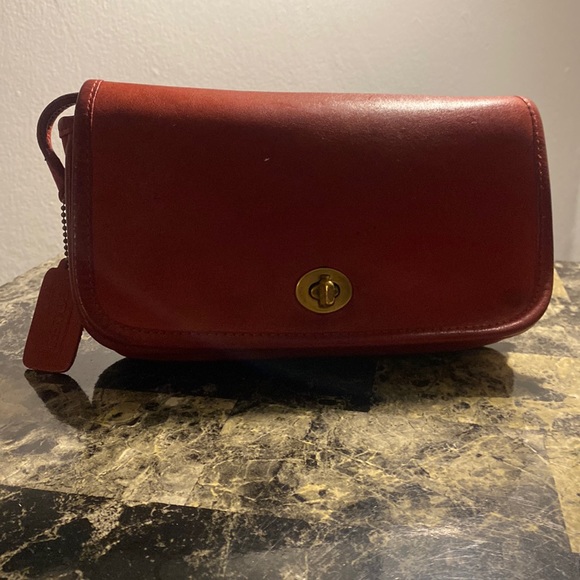Coach | Bags | Vintage Coach Dinky Bag Made In Nyc Red Leather Classic ...